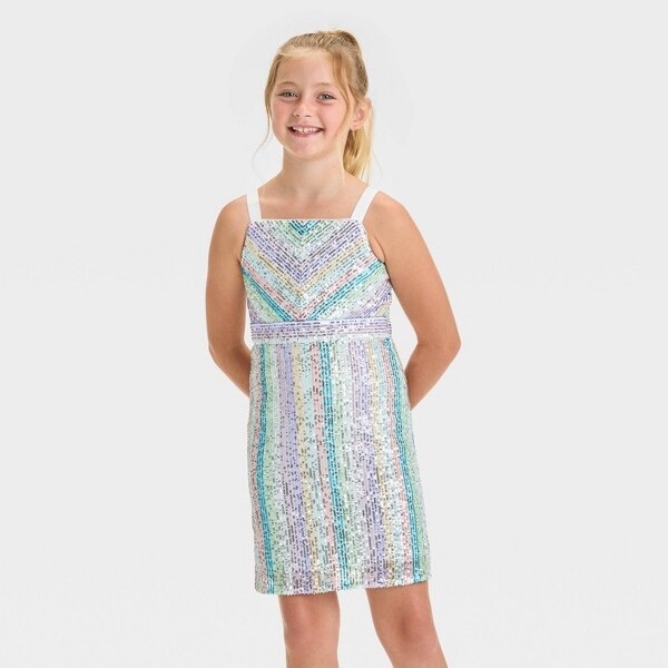 Zenzi Girl' Satin Strap Sequin Dre - S - ShopStyle Bridal