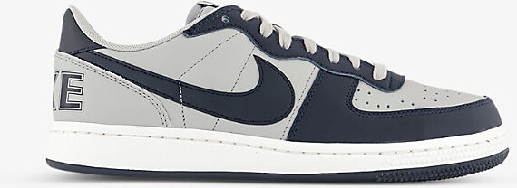 Nike Mens Granite Dark Obsidian SA Terminator Logo-embroidered Leather ...