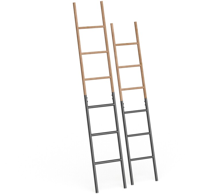 Studio 350 Brown Wood Slim Two-Toned 12 Rug Ladder with Black Metal ...