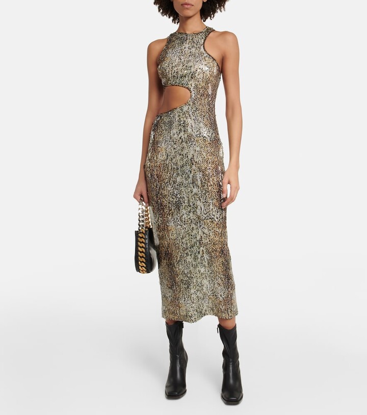 Stella McCartney Sequined cutout midi dress - ShopStyle
