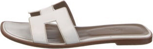 Hermes Leather Colorblock Pattern Slides - ShopStyle
