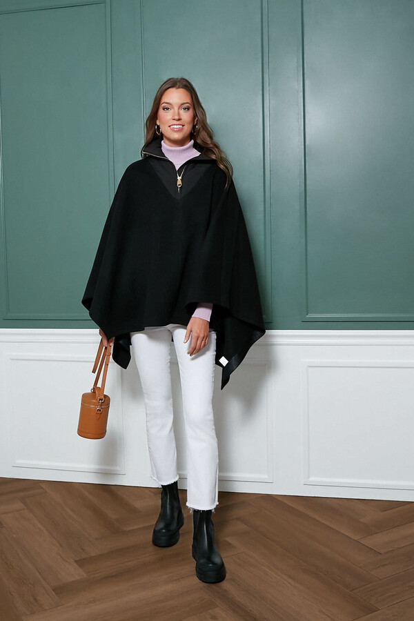 Tuckernuck Black High-Neck Poncho - ShopStyle Casual Jackets