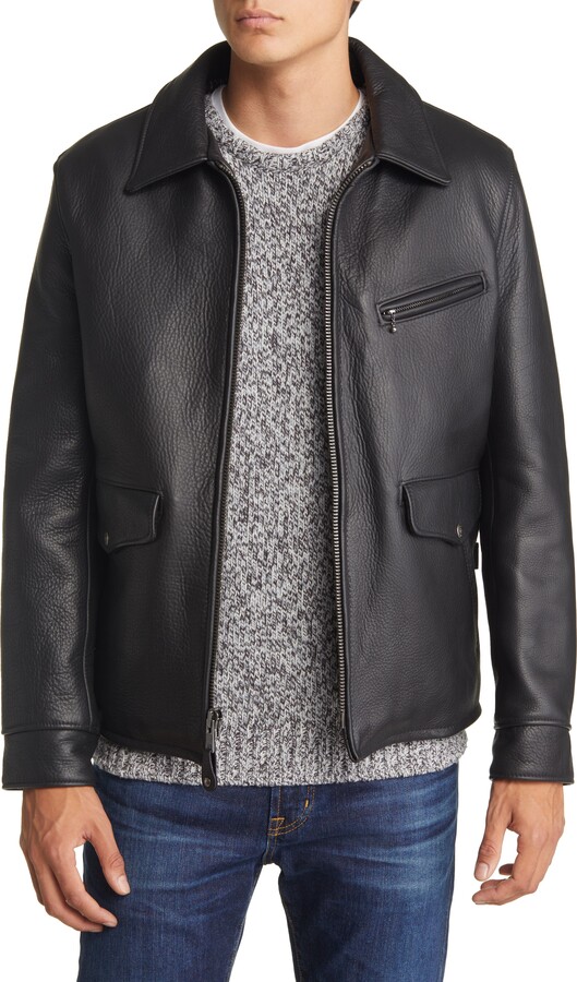 Schott NYC Wool Lined Bison Leather Car Coat - ShopStyle