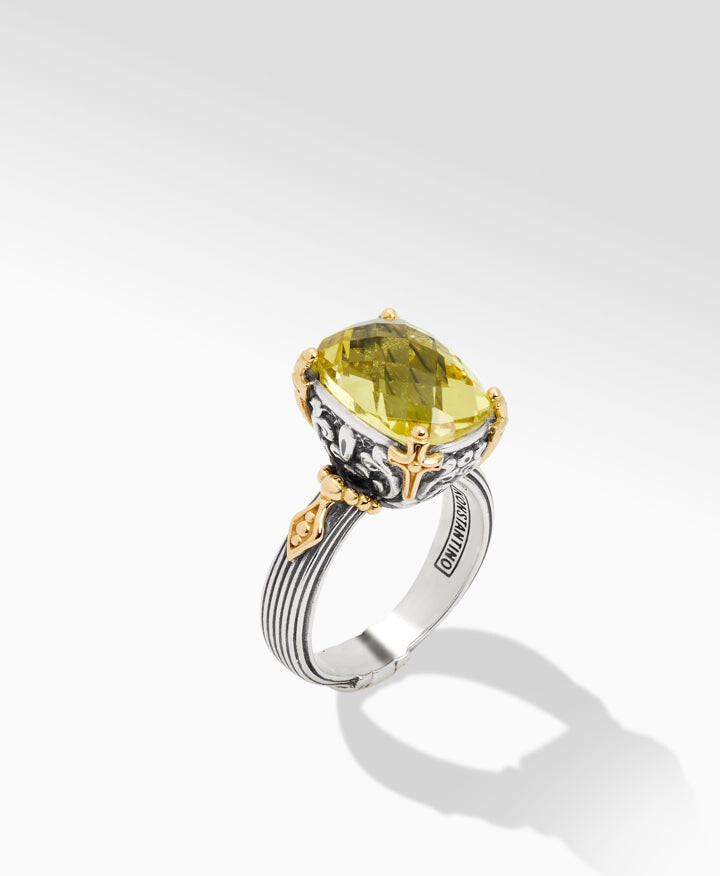 Konstantino Delos 2 Sterling Silver 18k Gold Lemon Topaz Ring DMK2153 ...