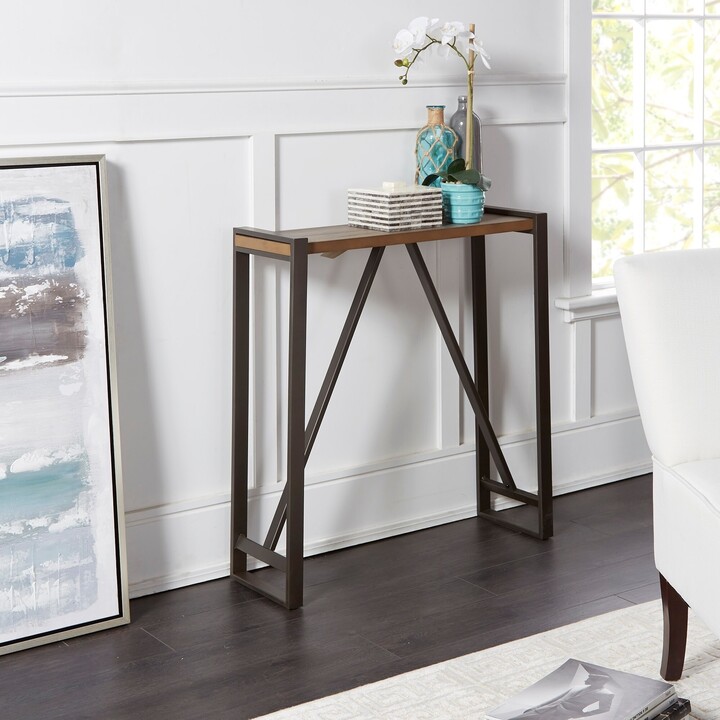 Silverwood Products Boston Slim Trestle Frame Metal and Wood Console ...