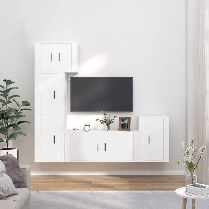 Berkfield Home 5 Piece TV Cabinet Set White Engineered Wood - ShopStyle ...