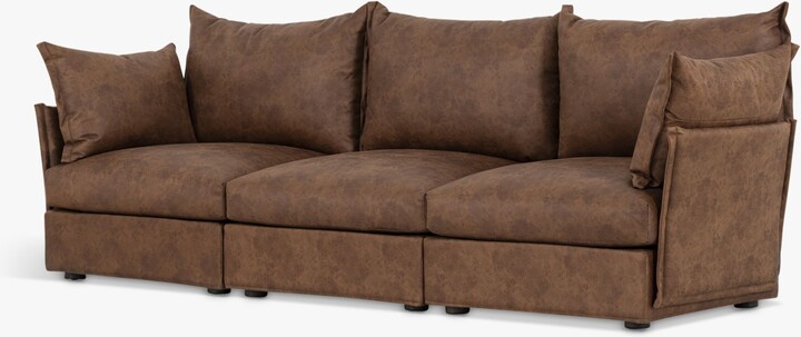 Swyft Model 06 Large 3 Seater Faux Leather Sofa, Chestnut - ShopStyle