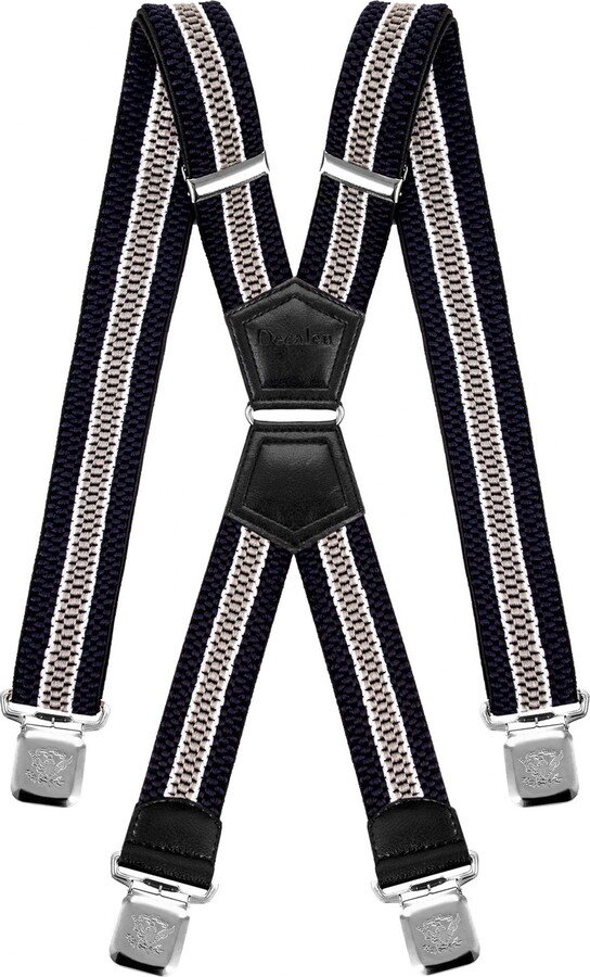 Decalen Mens Braces X Style Very Strong Clips Adjustable One Size Fits ...