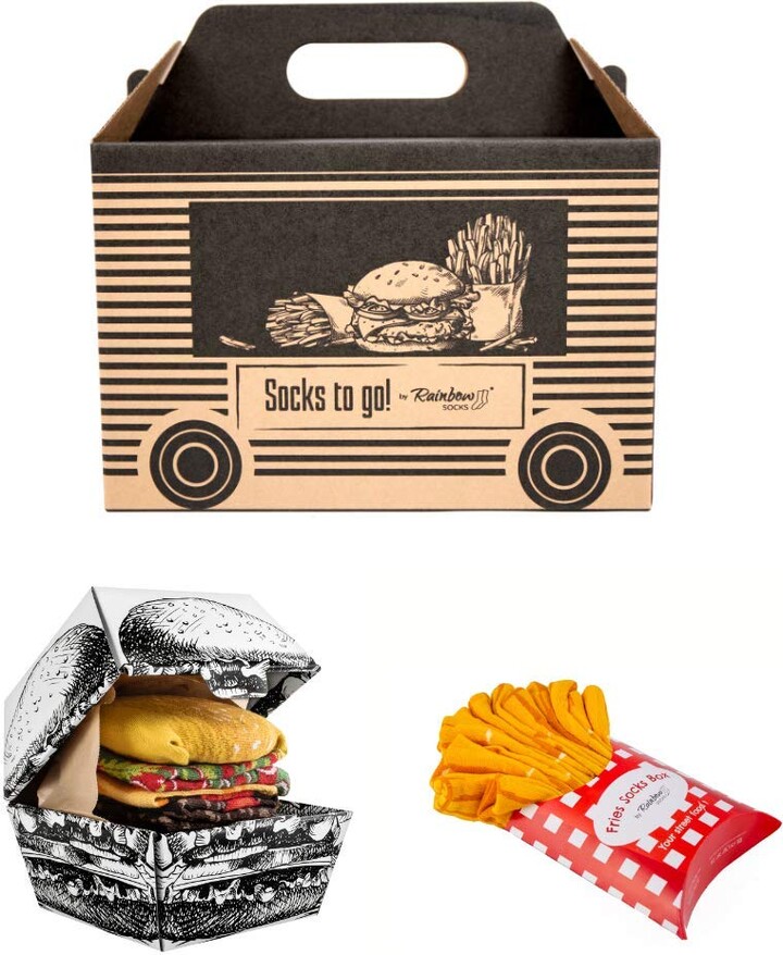 Rainbow Socks - Men Women Funny Socks To Go Gift - 4 Pairs - Burger ...