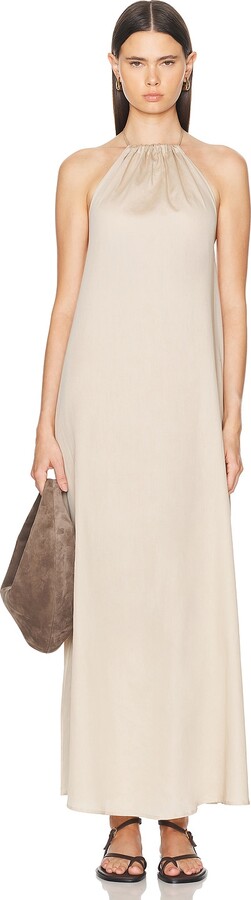 Leset Yoko Halter Maxi Dress in Tan - ShopStyle