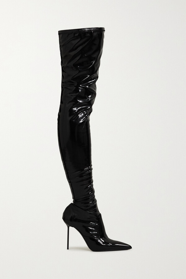 Paris Texas Lidia Latex Over-the-knee Boots - Black - ShopStyle
