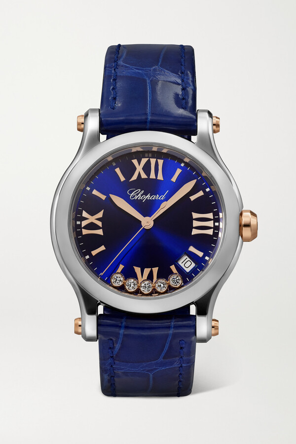 Chopard Happy Sport 36mm Stainless Steel, 18-karat Rose Gold, Alligator ...