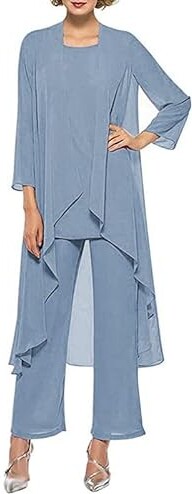 Aibilye Mother of the Bride Chiffon Trousers Suits with Jacket Women's ...
