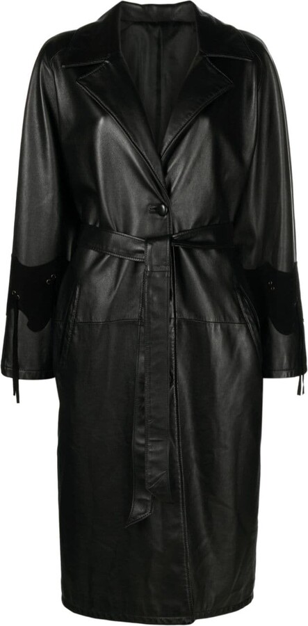 A.N.G.E.L.O. Vintage Cult 1990s Suede-Panelling Leather Coat - ShopStyle