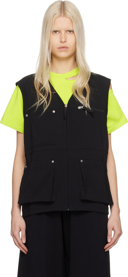 MM6 MAISON MARGIELA Black Zip Vest - ShopStyle Tops