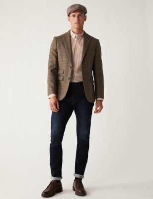 M&S SARTORIAL Pure British Wool Check Jacket - ShopStyle