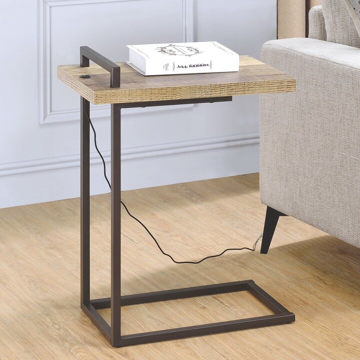 Mid Century Design Living Room Accent Snack Table with USB Port - ShopStyle