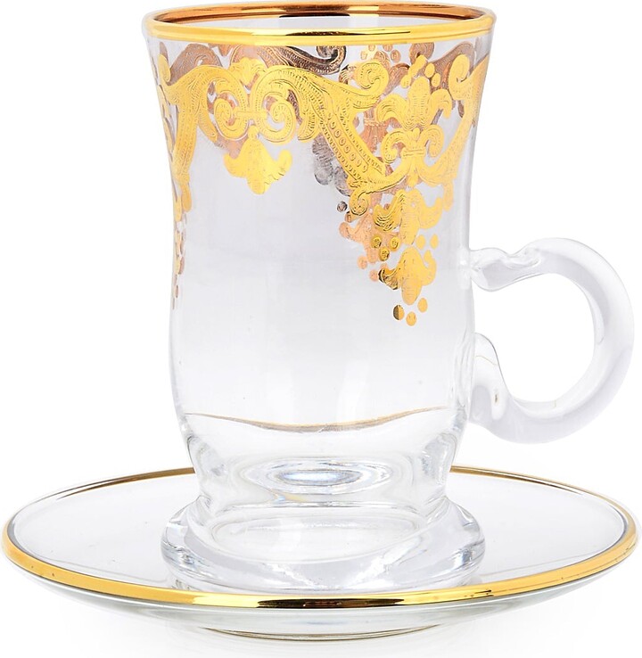Classic Touch Decor Set of 6 Tea Cups 24k Gold Artwork - ShopStyle
