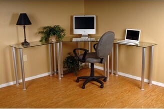 RTA Home And Office Corner Computer Desk with 2 42" Modular Extensions ...