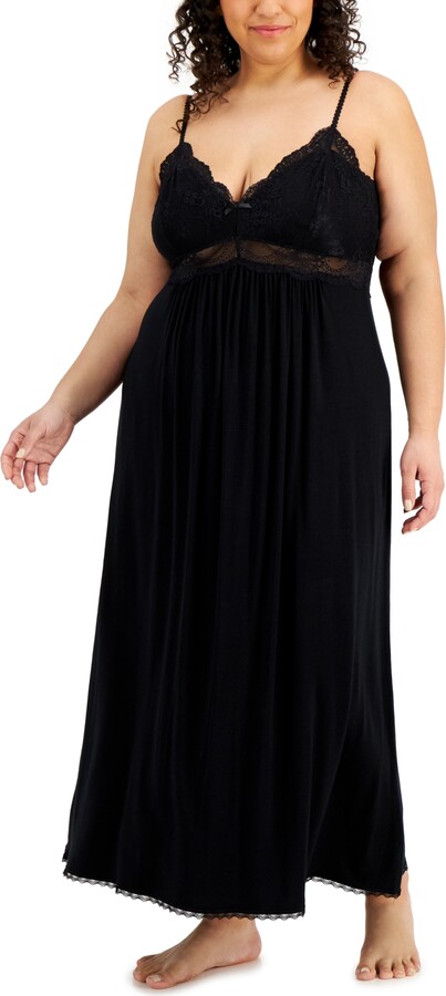 INC International Concepts Plus Size Lace Cup Long Nightgown, Created ...
