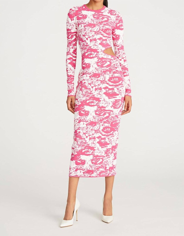 AMUR Cooper Cutout Dress In Melon Two Tone Sketch Floral - ShopStyle