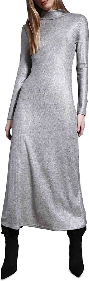 Walter Baker Ella Metallic Mock Turtleneck Maxi Dress - ShopStyle