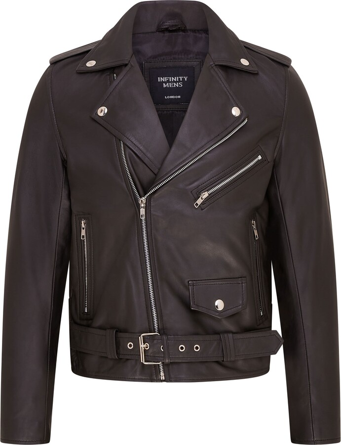 Infinity Leather Mens Classic Brando Leather Biker Jacket - Heinola ...