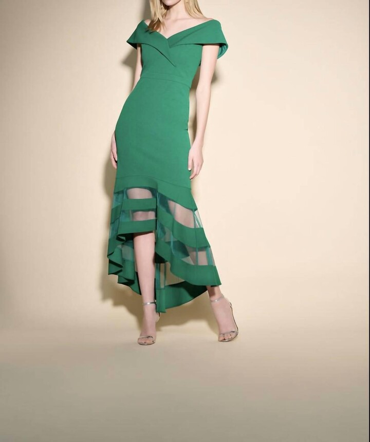 Joseph Ribkoff Sheer Panel Dress In Emerald Green - ShopStyle