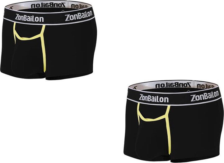 BIATWOWR 2 Pack Bamboo Men's Boxer Shorts Horizontal Fly Underwear ...