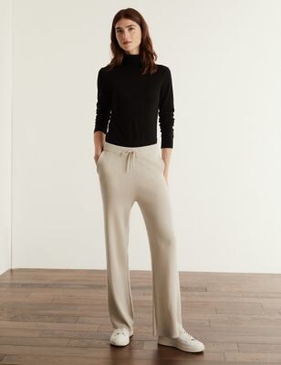Jaeger Pure Merino Wool Wide Leg Lounge Joggers - ShopStyle