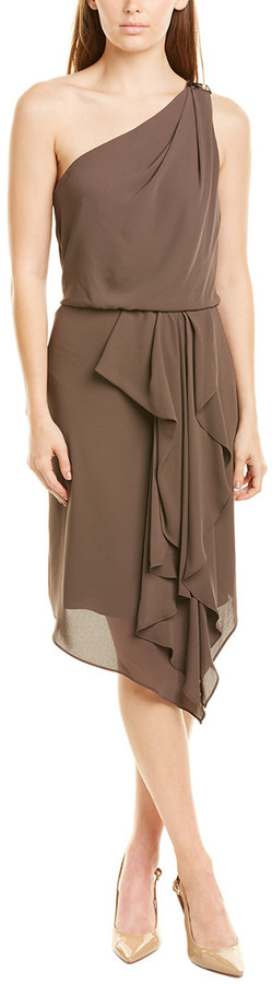 Halston One Shoulder Midi Dress Shopstyle