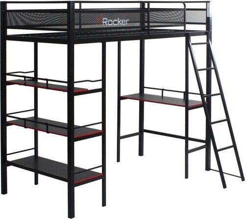 X Rocker Twin Fortress Gaming Bunk Bed with Built-in Desk and Shelving ...