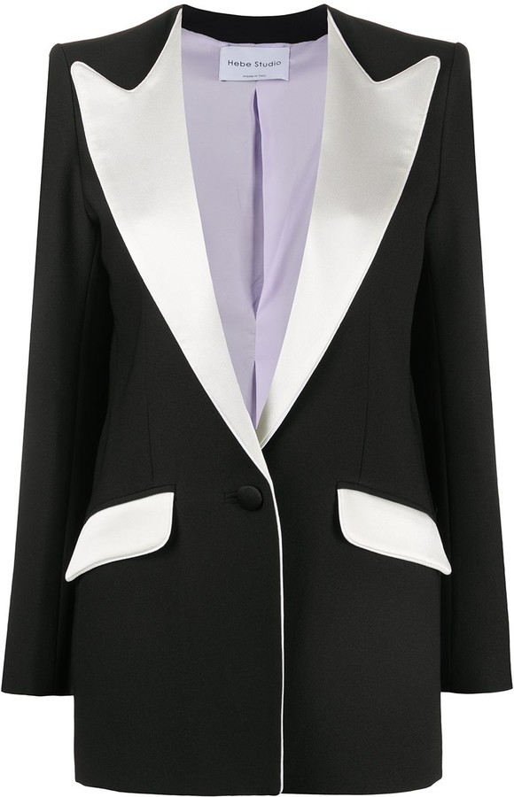 Hebe Studio Contrast Collar Blazer - ShopStyle