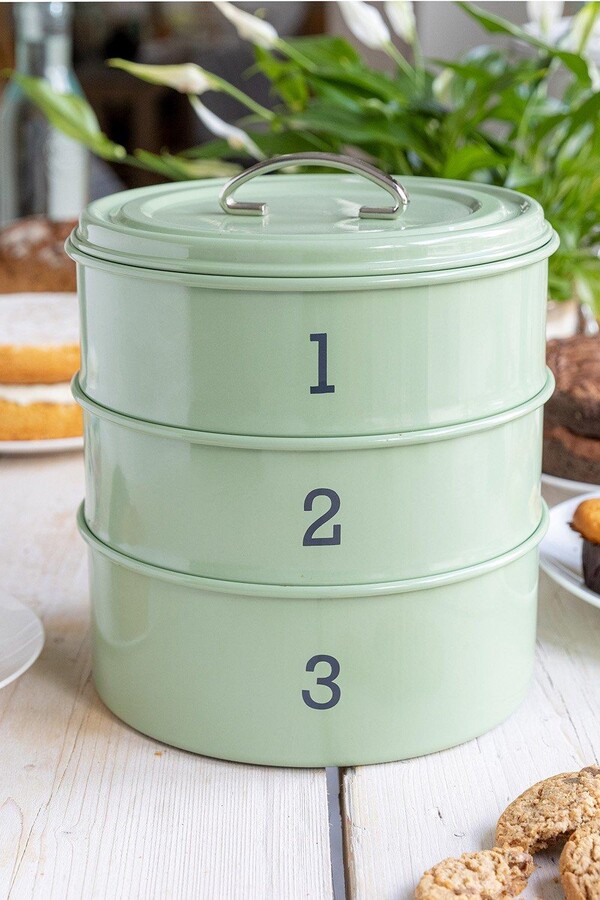 Living Nostalgia Sage Green 3-Tier Metal Cake Storage Tin - ShopStyle
