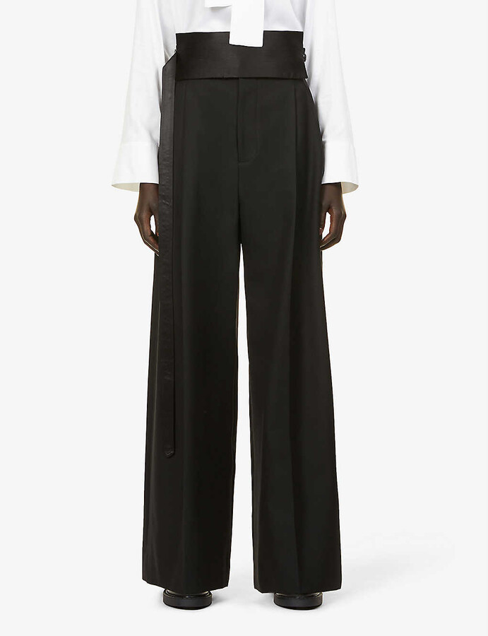 Daniel Pollitt Wide-leg high-rise woven trousers - ShopStyle
