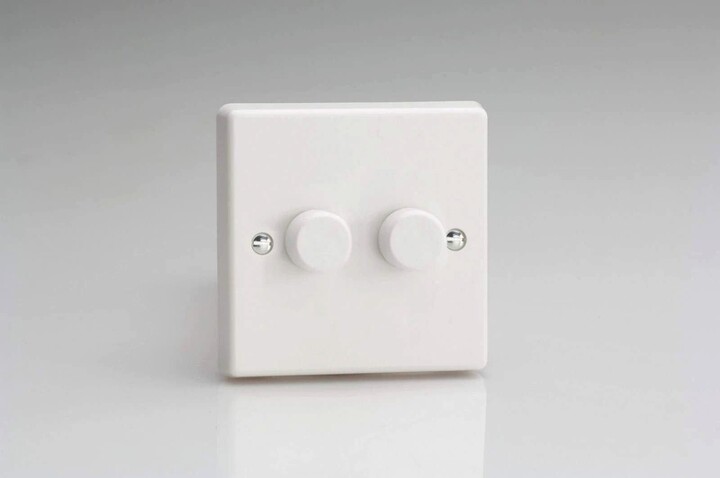 Varilight 2-Gang 1 or 2 Way 2x400 Watt Push on/Push off Standard Dimmer ...