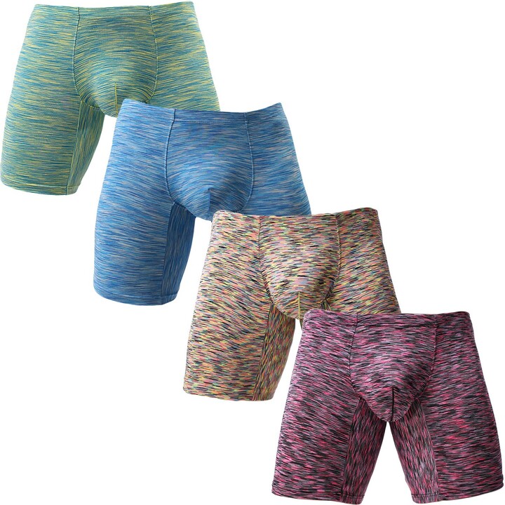 Neiku Men's No Ride Up Boxer Briefs Long Leg Underwear Low Rise Trunks ...