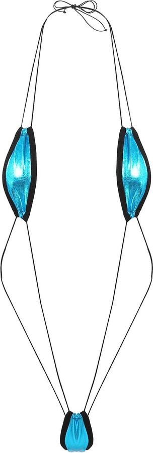 YUUMIN Woman's Metallic Extreme Slingshot Micro Bikini Thong Monokini ...