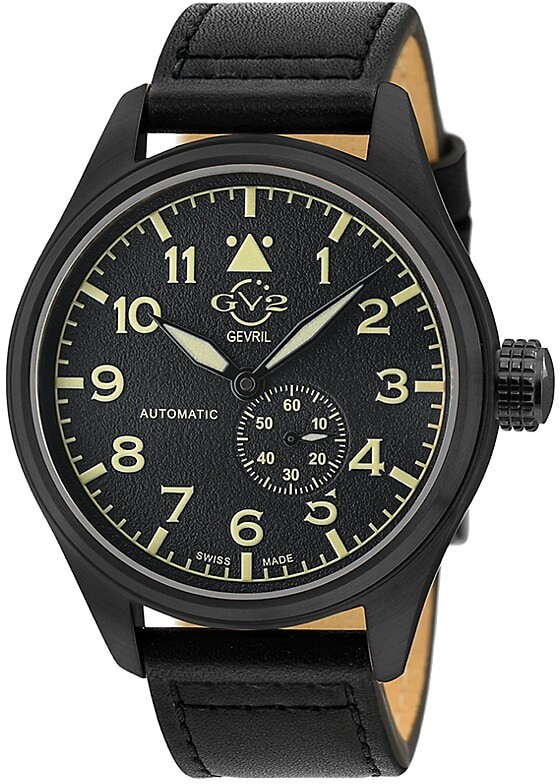 Gv2 Aeronautica Swiss Automatic Stainless Steel Leather-Strap Watch ...