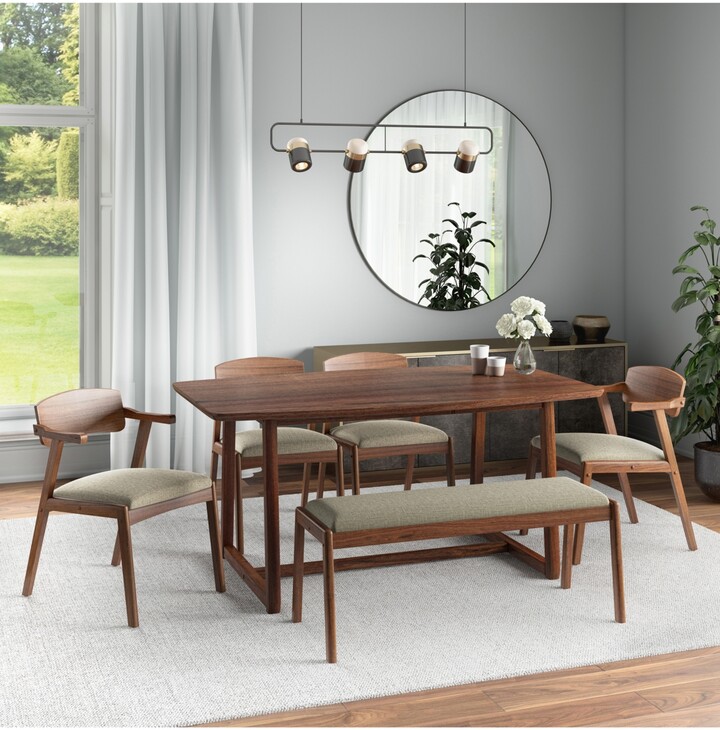 Handy Living Millie 6 Piece Mid Century Modern Rectangular Cherry ...