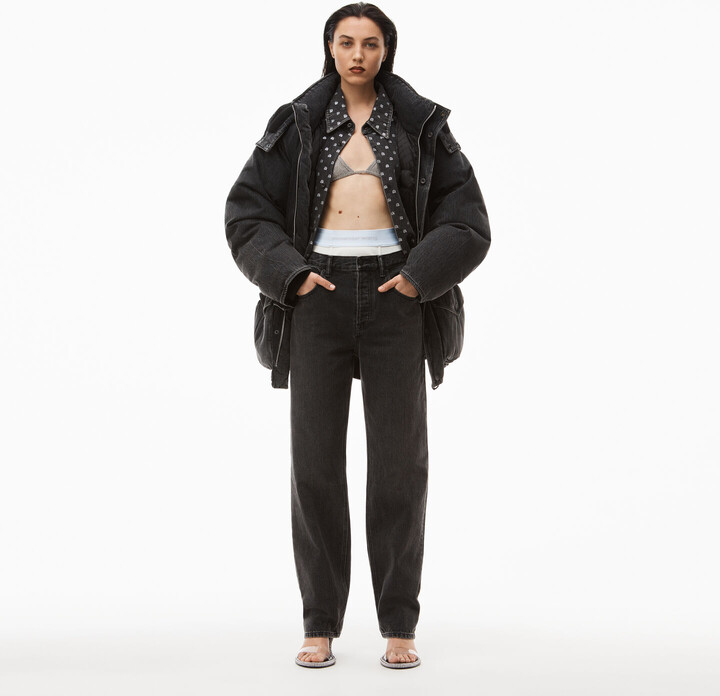 Alexander Wang Women's Logo Elastic Brief Layer Jean In Denim Grey Aged ...