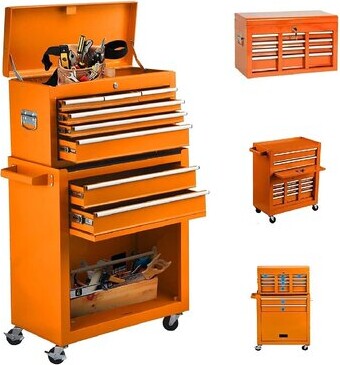 Odaof 8-Drawer Tool Box with Wheels, Rolling Tool Chest with Drawers ...