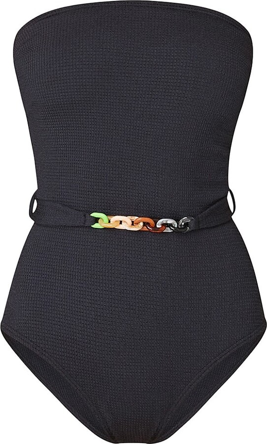 Shoshanna Women's Belted Strapless One-Piece Swimsuit - Jet - Size 0 ...