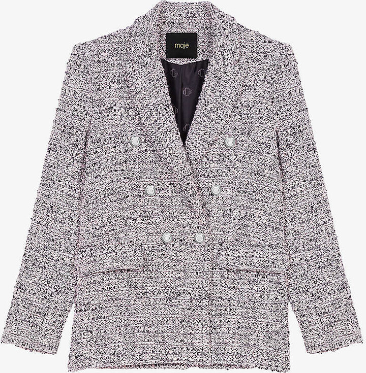 Maje Womens Roses Veldina Double-breasted Tweed Cotton-blend Blazer ...