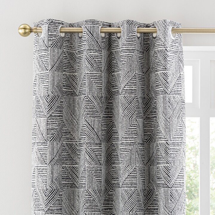Dunelm Geometric Tile Boucle Black Thermal Eyelet Curtains Black ...