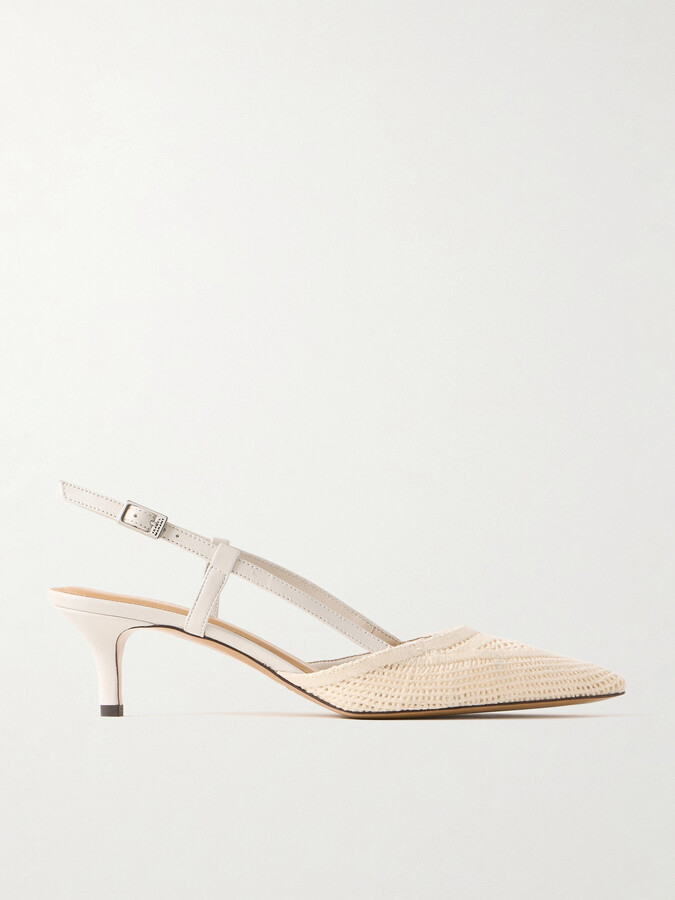 Isabel Marant Pilia Leather-trimmed Crocheted Slingback Pumps - Ivory ...