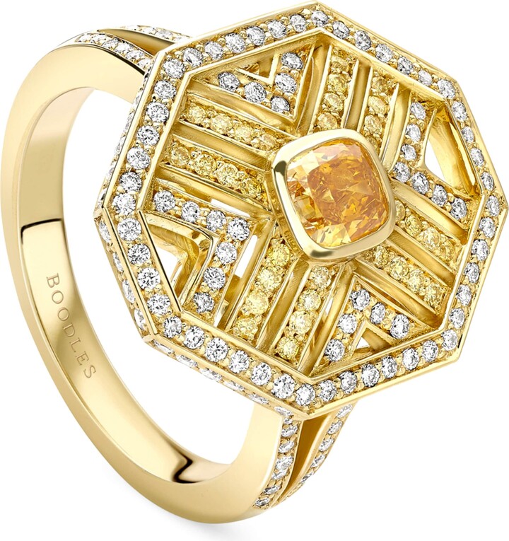 Boodles Yellow Gold and Diamond Fifth Avenue Ring - ShopStyle