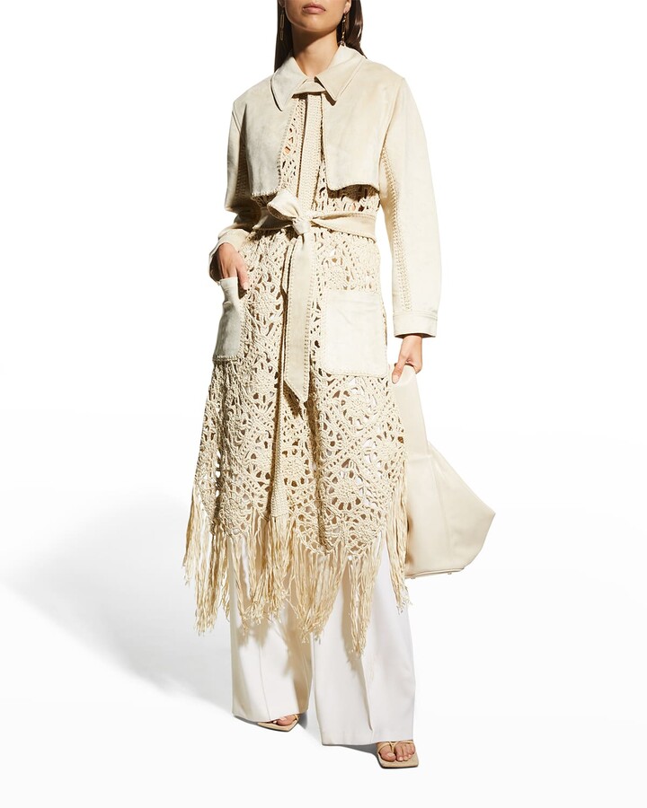 Jonathan Simkhai Yani Combo Crochet & Suede Trench Coat - ShopStyle ...
