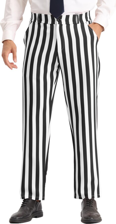 Lars Amadeus Striped Dress Pants for Men's Straight Leg Color Block ...