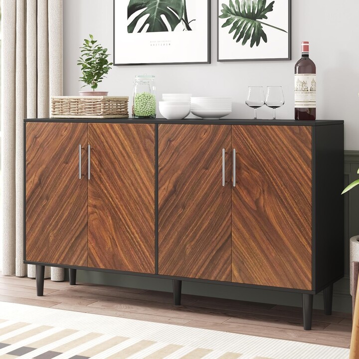 Global Pronex Sideboard Buffet Cabinet, Accent Storage Cabinet with 4 ...